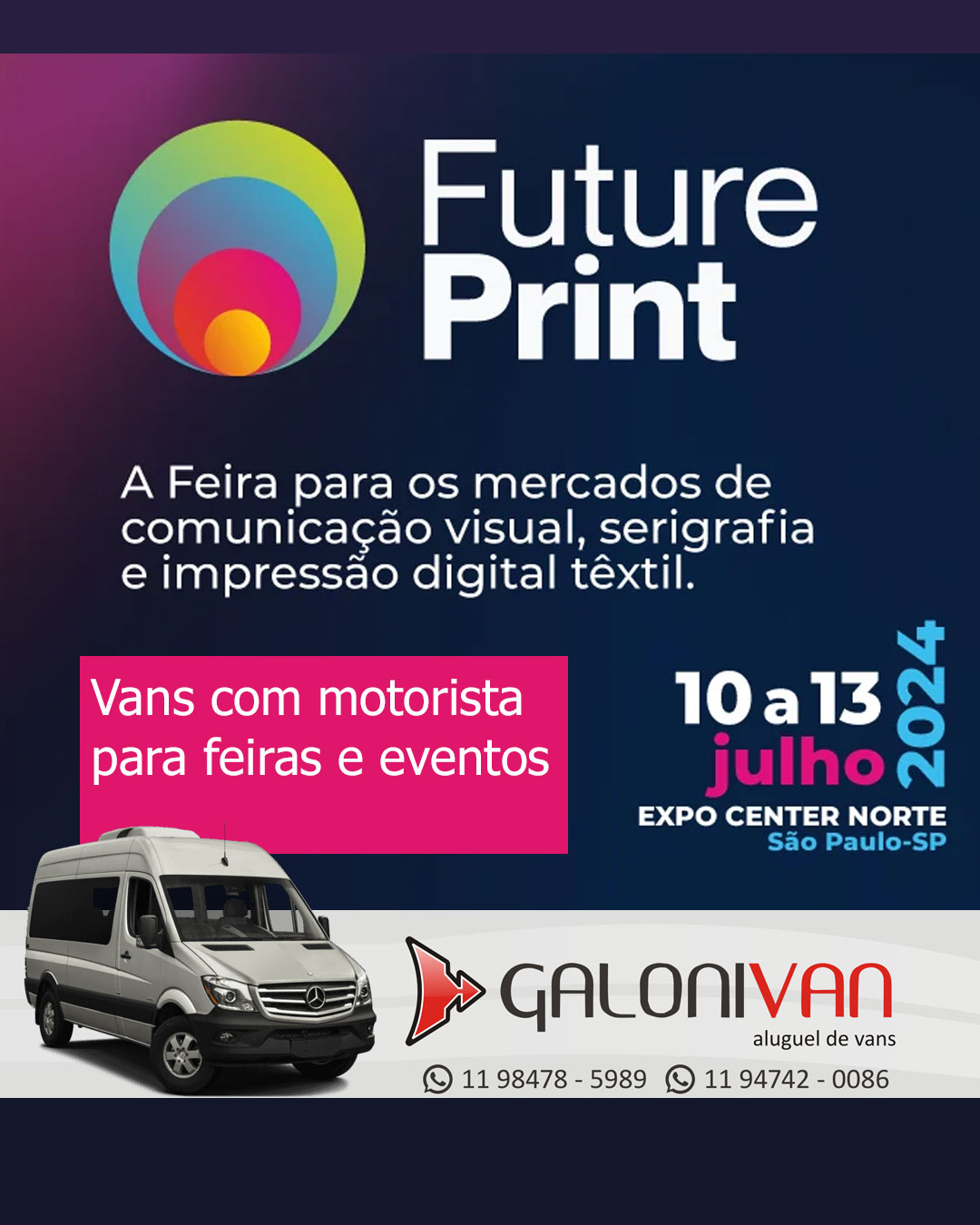 Aluguel de Vans para o Future Print 2024 Aluguel de Vans para o Future Print 2024