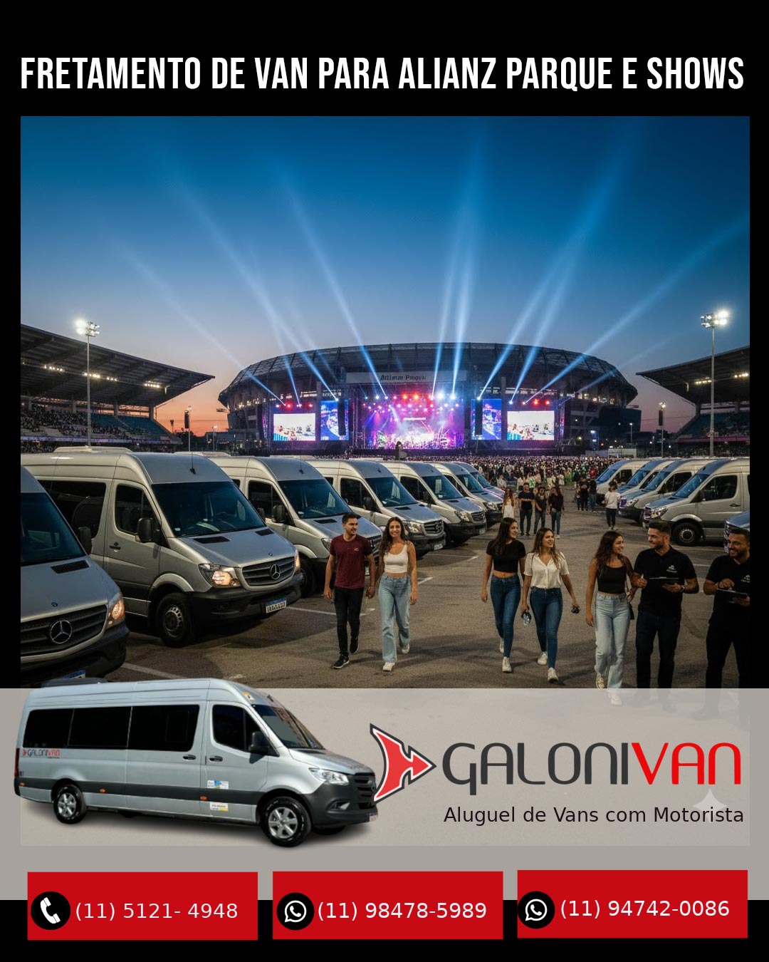 Aluguel de Van para Show no Allianz Parque e Festivais